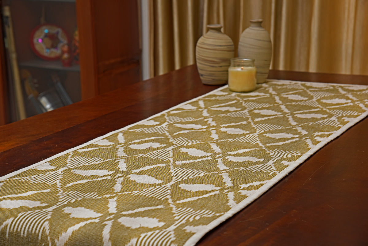Cotton Ikat Table Runner in Brown – indigharana™